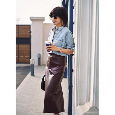 ise“矜贵衣橱”系列复古浅蓝色水洗七分袖棉麻百搭衬衫N2510101