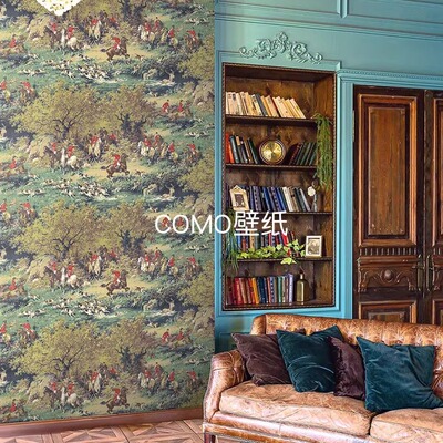 美国进口Carl Robinson做旧美式人物狩猎墙纸壁纸CL71502 CL71505