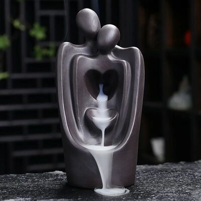 1pc, Lover Couple Ceramic Sandalwood Backflow Incense Burner