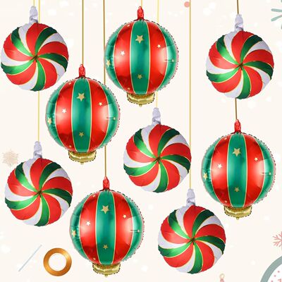 9 pcs Christmas round candy lollipop aluminum foil balloon C