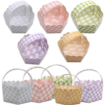 5Pcs Colorful Candy Boxes Plaid Easter Paper Gifts Buckets F