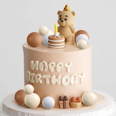 Candle Blowing Bear Bear Foam Ball Gift Box Cake Topper Cake