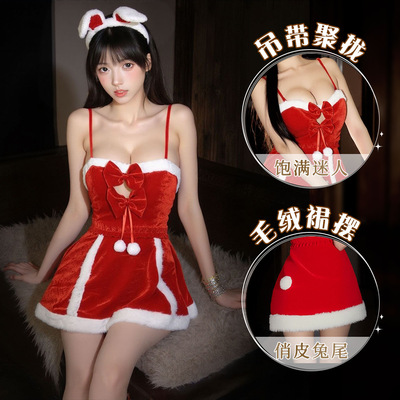 Christmas Sexy Lingerie Sexy Red Velvet Nightgown New Year's
