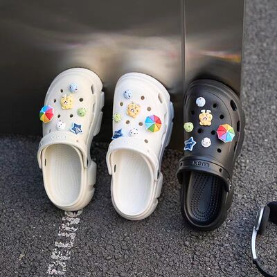 2025新款软底可爱包头厚底洞洞鞋