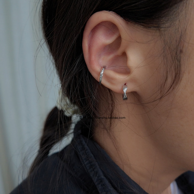 梵树For handmade-《相同频率》S999迷你条纹扭结耳环