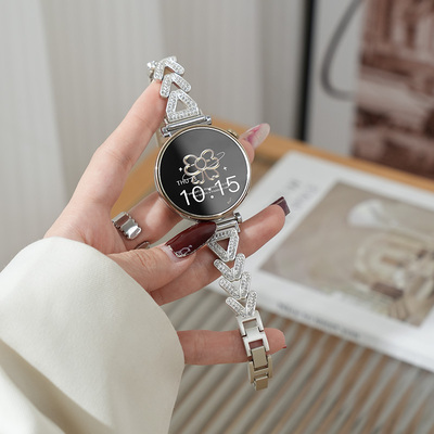 适用佳明lily2表带venu sq2/3S/2puls/2S/Move Trend/Active5手表Garmin运动女生18/14mm快拆镶钻金属链腕带