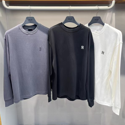 MLB 25秋季新款男女情侣纯色简约基础款休闲百搭长袖T恤3ATSB2054
