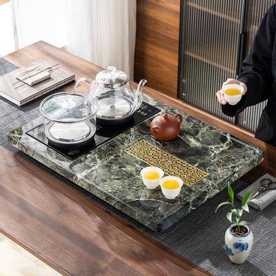 奢石岩板茶盘全自动一体式茶台家用办公室轻奢封釉高端大理石茶海