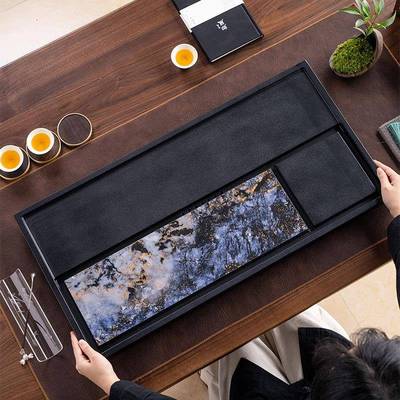 整块乌金石茶盘家用现代轻奢奢石岩板茶台简约高端新中式办公茶海