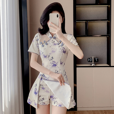 足浴技师工作服2026新款女显瘦套装新中式复古改良旗袍连衣裙套装