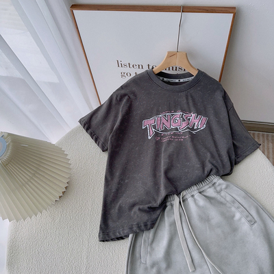 嗨大E小e短袖潮款字母印花T恤