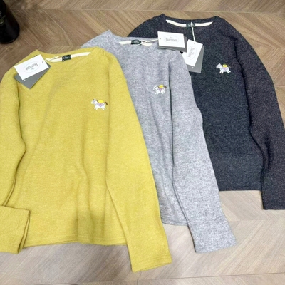 韩单八@乃冬季新款韩系圆领磨毛绒圆领加厚打底衫长袖T恤刺绣小马