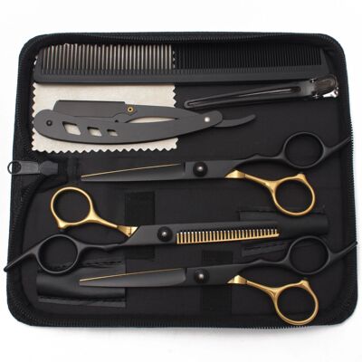 Hairdressing Scissors Black-Gold Hair Scissors Professional