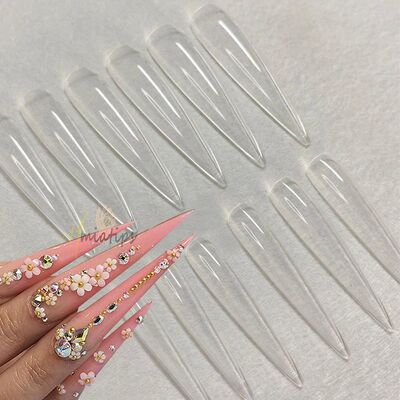3XL Full Cover False Long Stiletto  Nail Tips Sculpted Clear