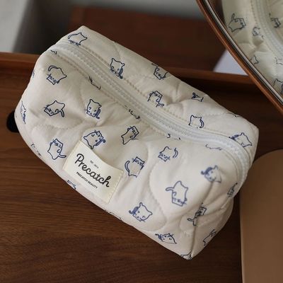Cartoon hand-painted kitten cute storage bag fabric cosmetic