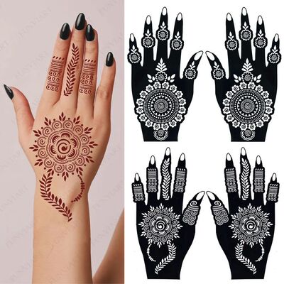 2pcs Henna Tattoo Stencils Flower Tattoo Template for Women
