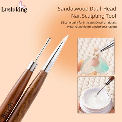 1/2/5PCS Dual-Head Sandalwood Nail Sculpting Pen Multi-use B