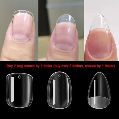 120Pcs Artificial Nails M/S/ XS Short Oval Square Almond Fak