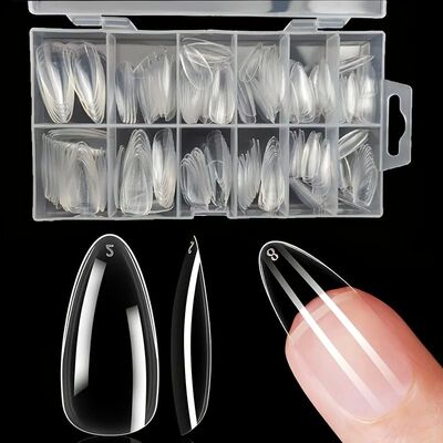 120/240Pcs Long Soft Gel Nail Sticker Clear Full Cover Almon