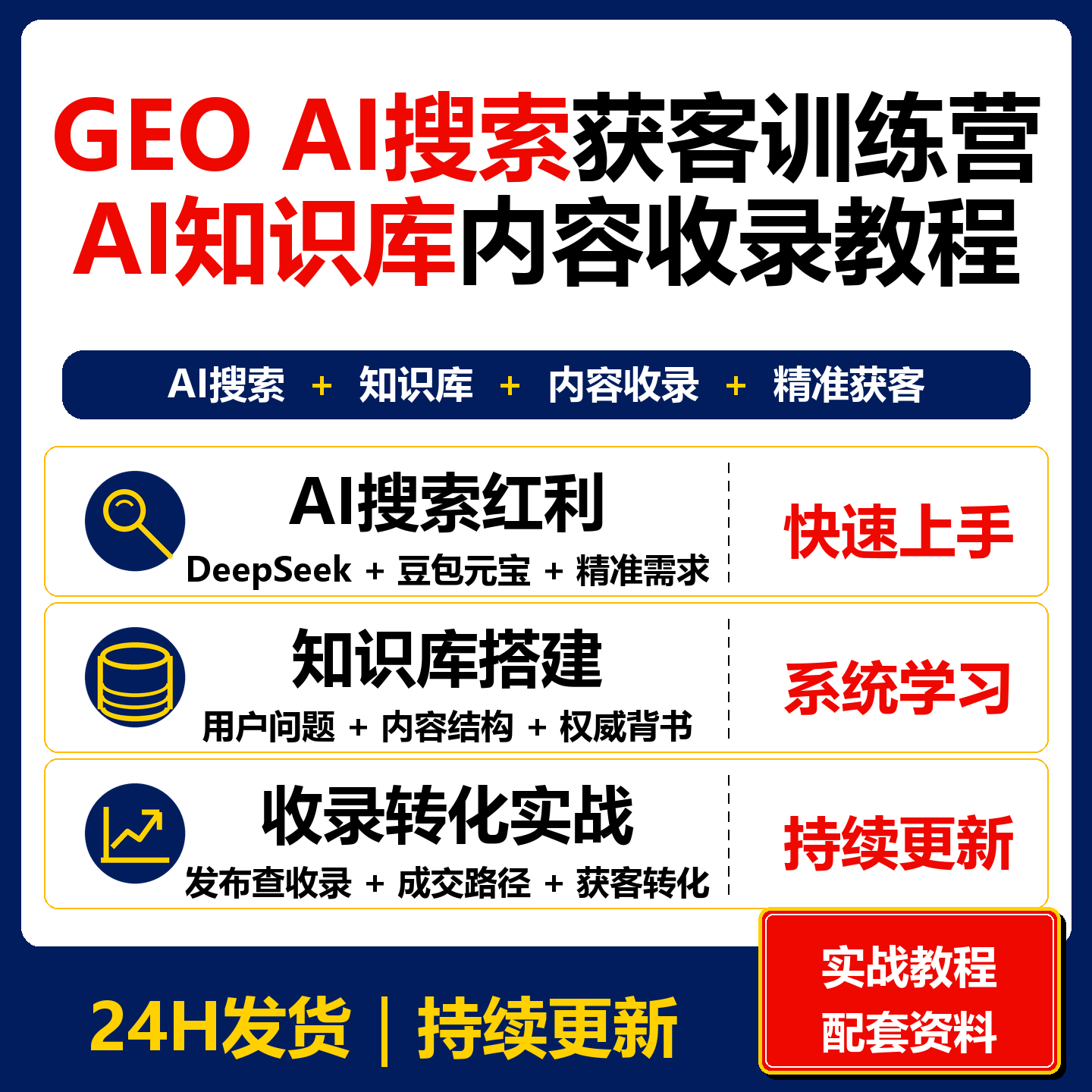 GEOAI搜索获客训练营DeepSeek豆包AI知识库内容收录课程资料