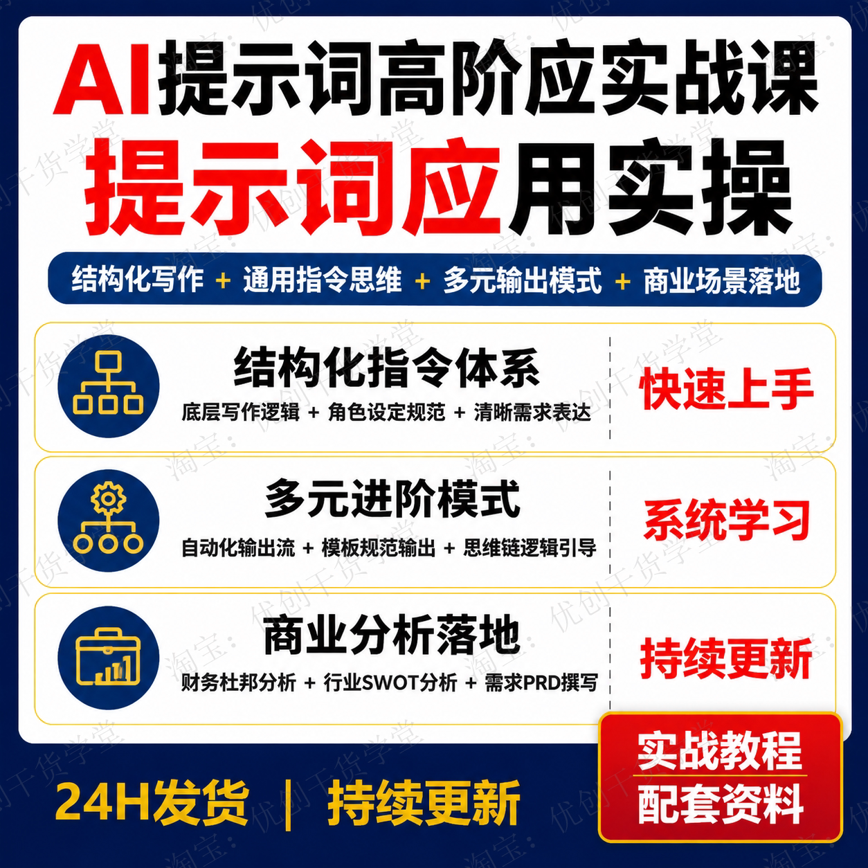 AI提示词高阶实操教程Prompt指令工程大模型结构化写作训练视频