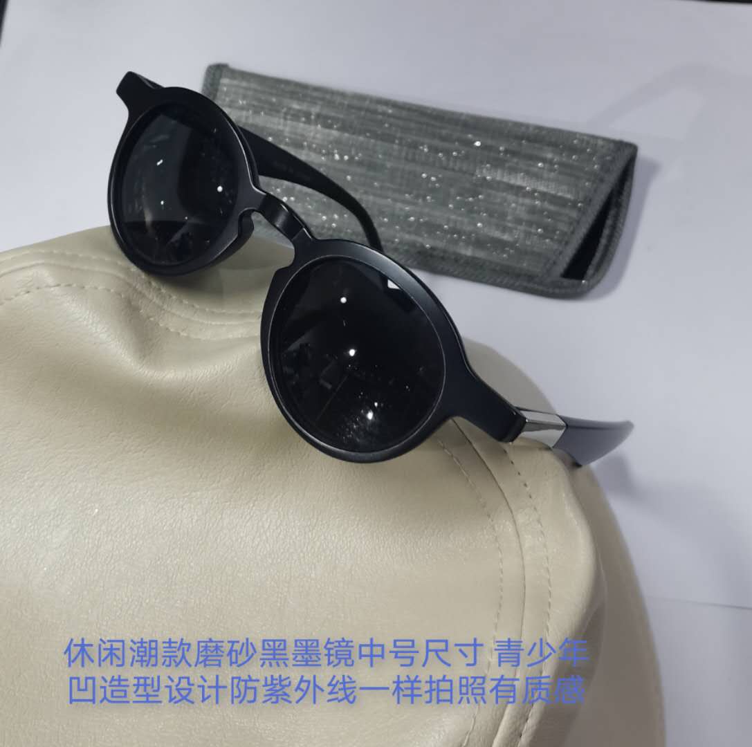 欧半框V字太阳镜韩版青年男女潮款玳瑁外拍照防紫外线UV400适小脸