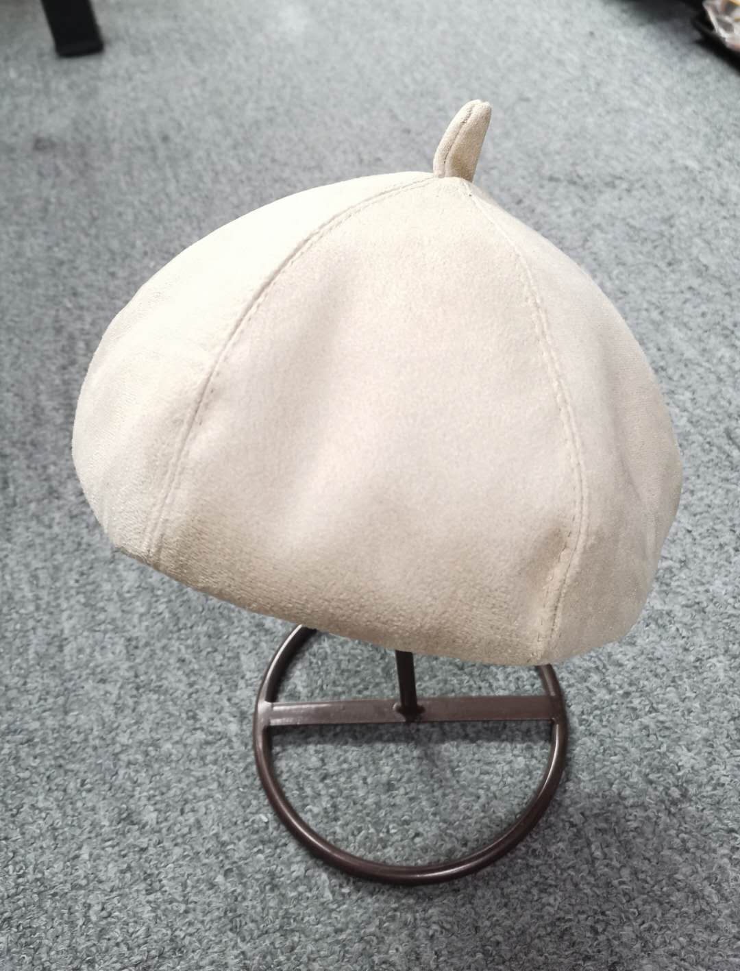 可爱贝雷帽绒皮折叠画家帽子小方便携带淑女遮阳帽水洗不变形造型