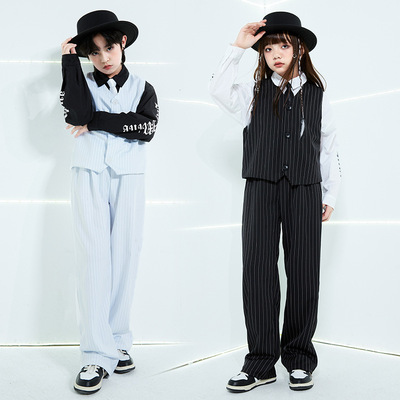 少儿Popping演出服locking锁舞西服街舞西装套装儿童机械舞服装