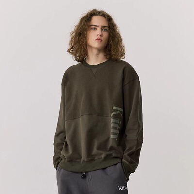 KITH植绒印花卫衣加绒套头拼接