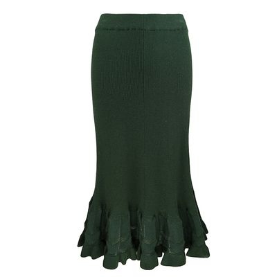 JUNGLEME高腰鱼尾裙荷叶边针织