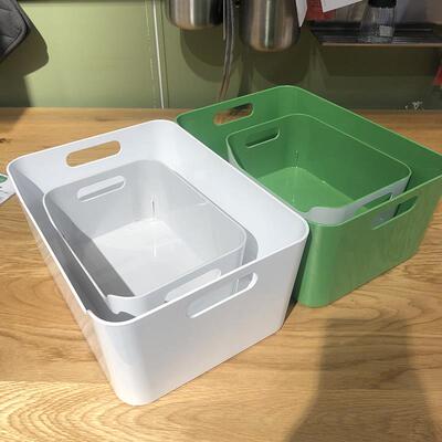 宜家收纳盒塑料单层手提厨房置物桌面浴室整理护肤品大号中号