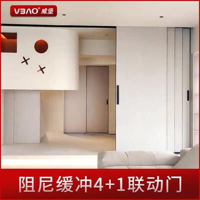 联动门隔断门4门开启阻尼缓冲