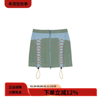 BrainDead弹性拼接Y2K迷你短裙