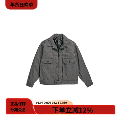 EG灰色宽松多口袋短款工装夹克