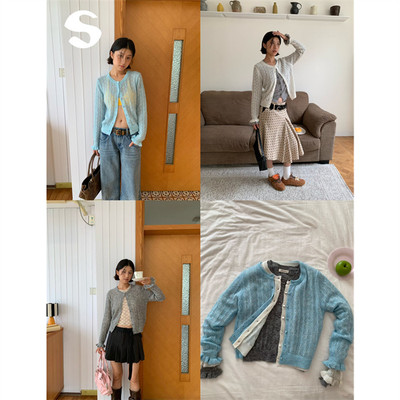 温柔镂空提花羊毛花边针织开衫