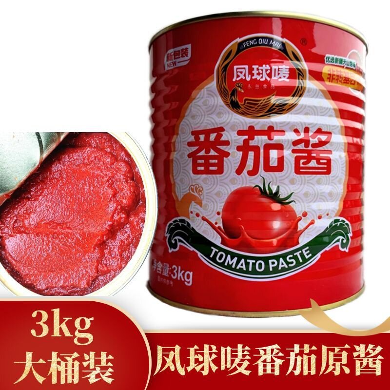 凤球唛番茄酱3kg商用桶装纯番茄酱铁罐无添加番茄膏新疆特产番茄