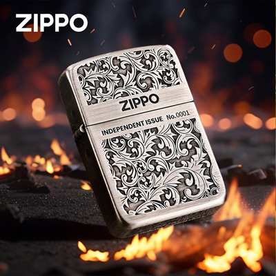 Zippo打火机 1941古银拉丝双面唐草限量版正品煤油打火机收藏送礼