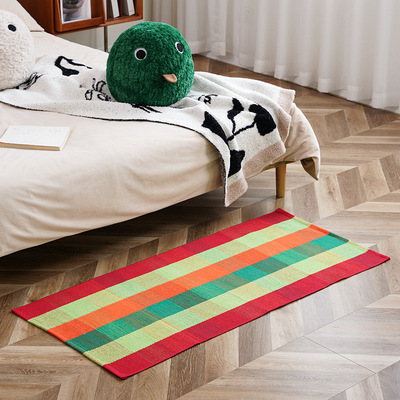 60X130cm rectangular bed end blanket woven floor mat编织地垫