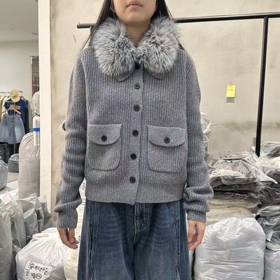 愛情的模漾  韓國代購 AB001（helder）毛領口袋針織外套