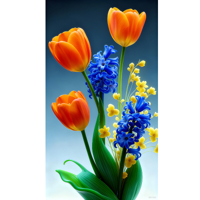 五彩百合花3d立体墙贴画