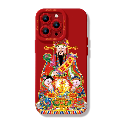 五路财神爷新年发财中国风手机壳