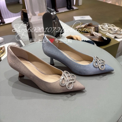 真美诗单鞋欧美饰扣镶钻尖头女鞋