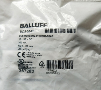 原装BALLUFF巴鲁夫传感器BCS004T BCS M30B4MZ-PPM20C-S04G