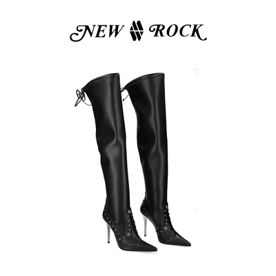 NewRock新款哥特高筒过膝靴