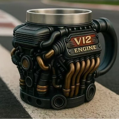 跨境新款V8Engines Stainless Steel Cup发动机不锈钢咖啡杯