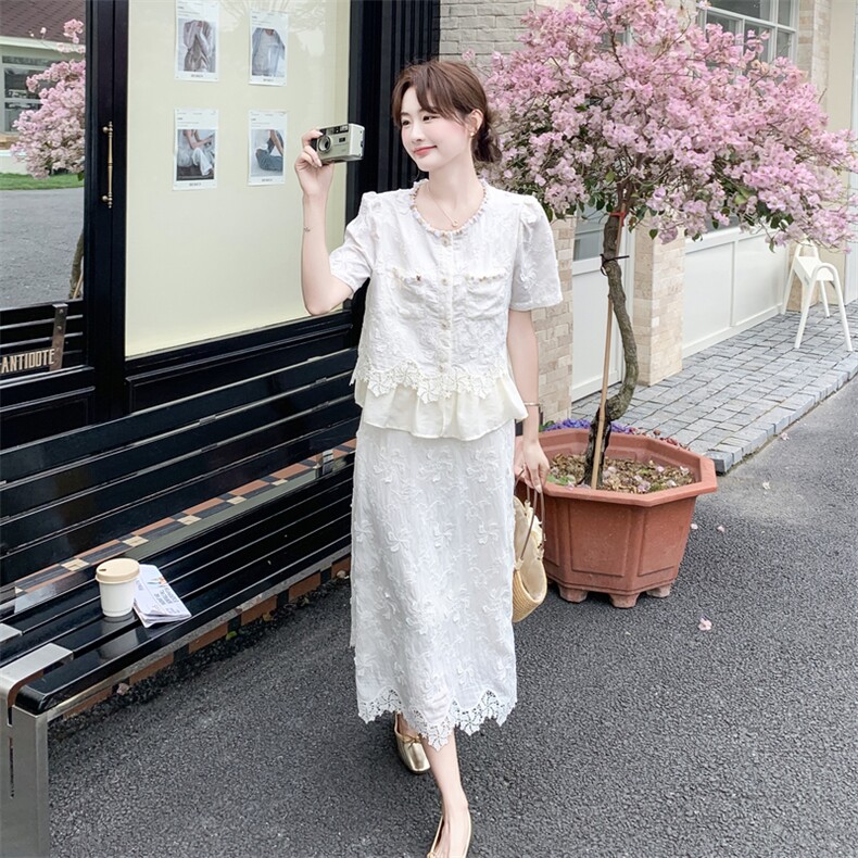 2026夏季新款法式温柔风蕾丝两件套女优雅气质套装特别小个子202