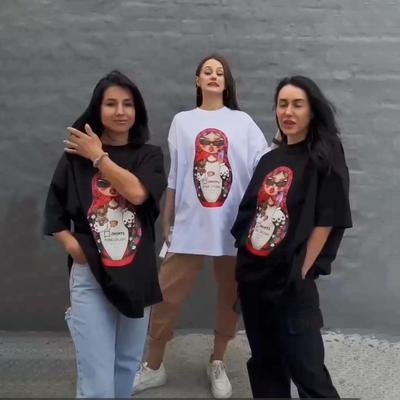 T-shirt neck round doll nesting casual loose women for tops