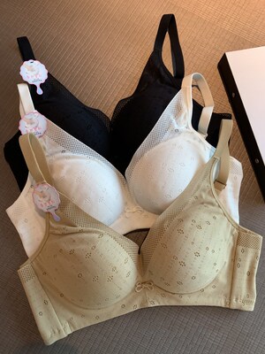 双肩带日系黑色无痕聚拢蚕丝文胸