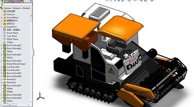 kubota久保田联合收割机三维建模图纸 Solidworks设计 sldprt格式