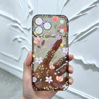 夏日水彩碎花透明手机壳适用iPhone17promax苹果16小米15华为nova14荣耀300一加12防摔opporeno11女vivoiqoo9